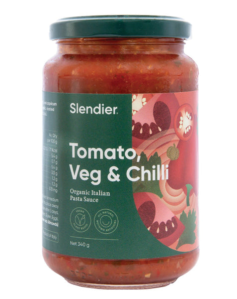 Slendier Organic Tomato, Vegetable & Chili Pasta Sauce 340g – Fine Food ...
